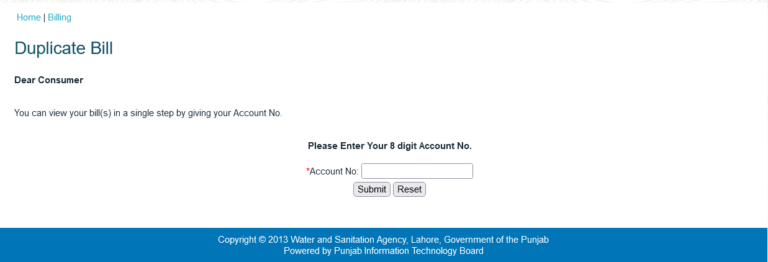 WASA Bill Online - Get Your Duplicate WASA Bill Now